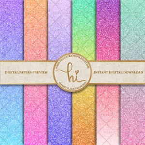 Pastel Ombre Glitter Digital Paper, Gradient Glitter Background ...