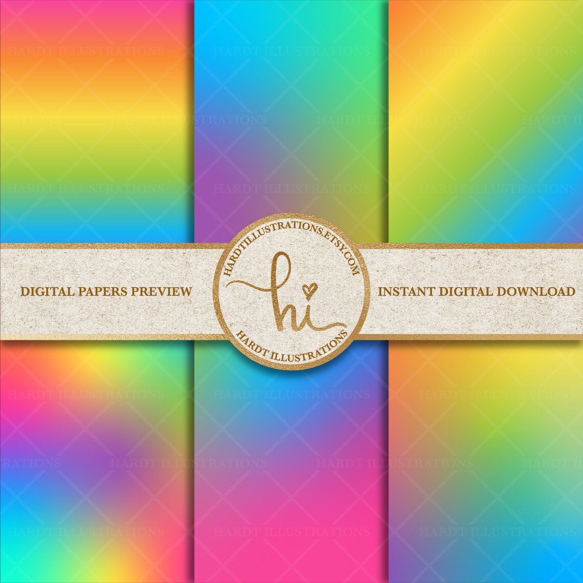 Bright Rainbow Gradient Digital Paper Ombre Gradient Digital - Etsy