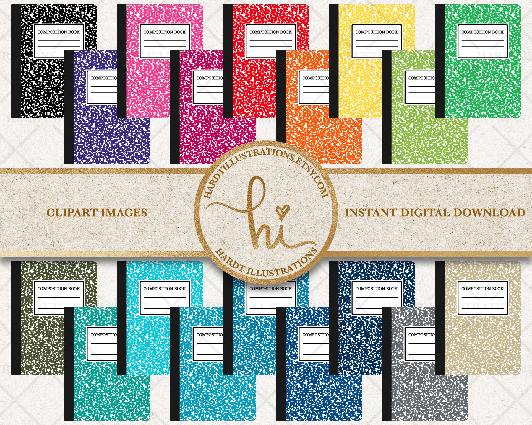 Composition Notebook Clip Art Composition Book Clipart | Etsy