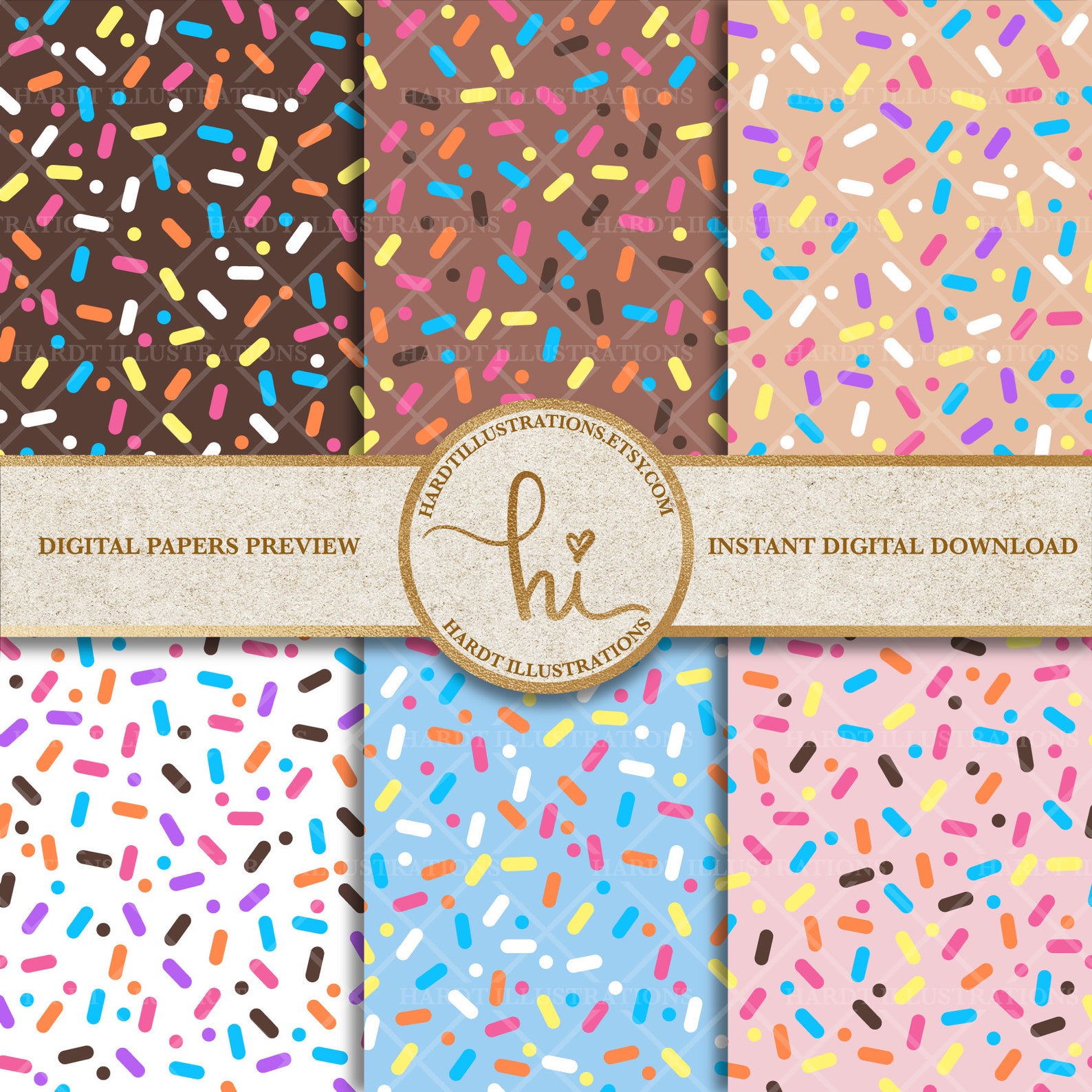 Thick Sprinkles Digital Paper Rainbow Confetti Pastel Donut - Etsy