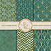 Teal & Gold Foil Art Deco Digital Paper, Geometric Design, Vintage ...