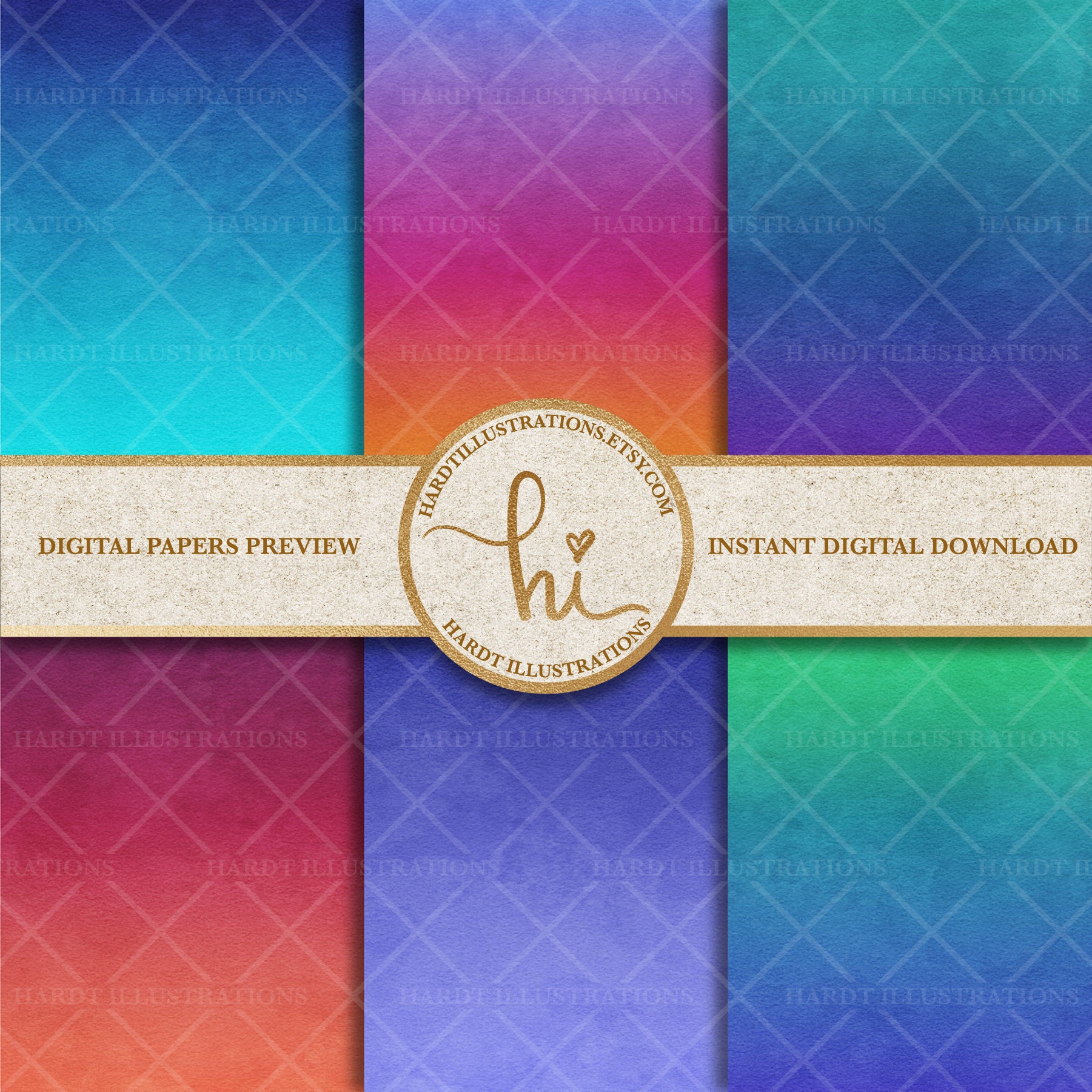 Deep Ombre Watercolor Digital Paper Rainbow Gradient Elements | Etsy