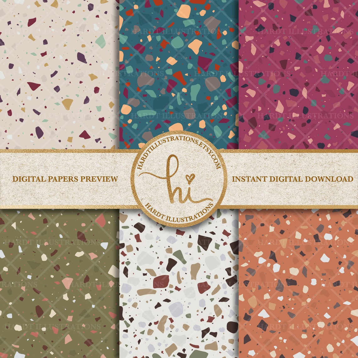 Autumn Terrazzo Digital Paper Terrazzo Textures Terrazzo | Etsy