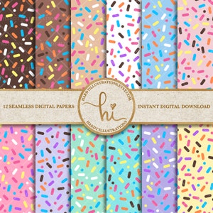Thick Sprinkles Digital Paper, Rainbow Confetti, Pastel Donut Sprinkles ...