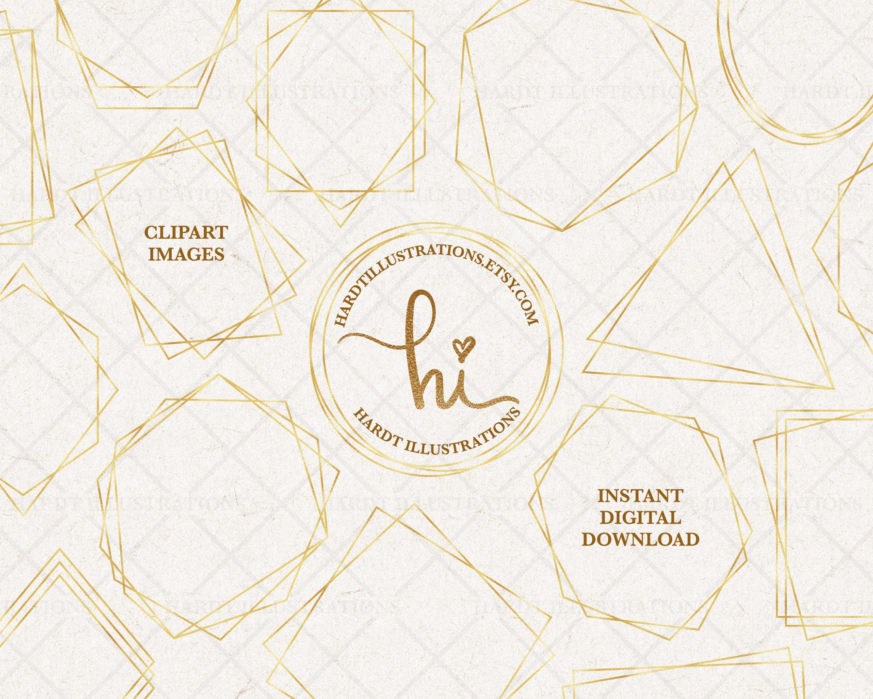 Gold Geometric Frame Clipart Polygonal Frames Clipart DIY - Etsy