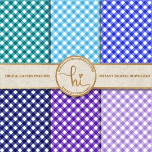 Diagonal Gingham Digital Paper, Rainbow Gingham Fabric Design, Small ...