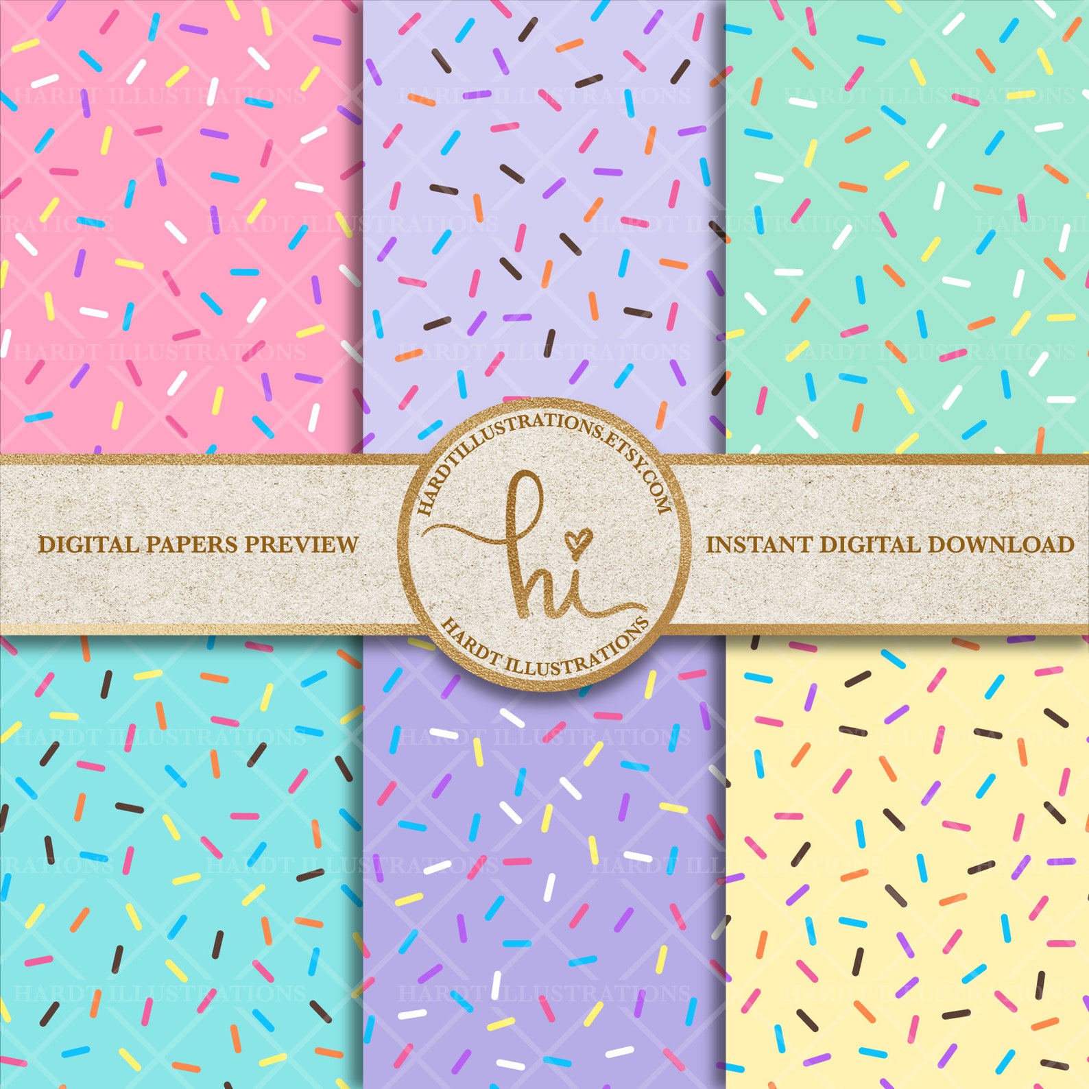 Thin Sprinkles Digital Paper Rainbow Confetti Pastel Donut - Etsy