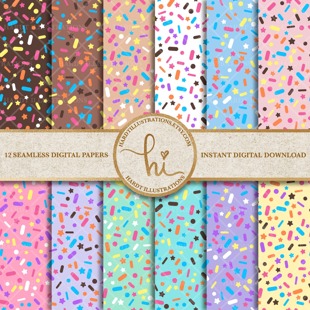 Sprinkles Digital Paper, Rainbow Confetti Blend, Pastel Donut Sprinkles ...