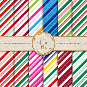 Candy Cane Stripes Digital Paper, Christmas Wallpaper, Peppermint ...