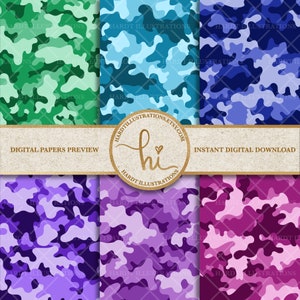Camouflage Digital Paper, Camo Digital Paper, Bright Rainbow Camo ...