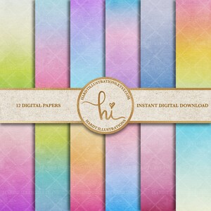 Pastel Ombre Watercolor Digital Paper, Rainbow Watercolor Gradient ...