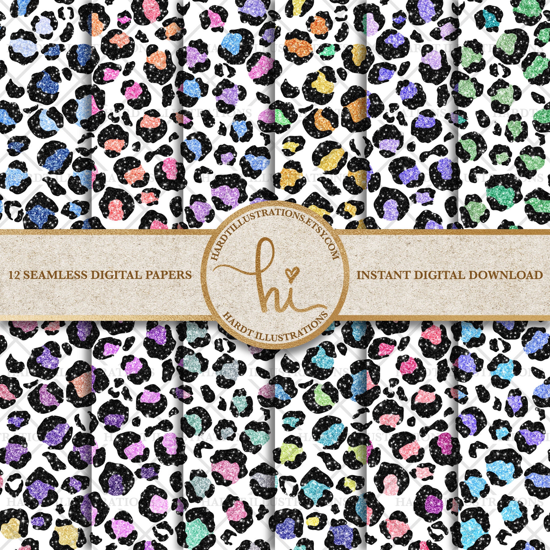 Glitter Leopard Print Digital Paper Rainbow Leopard Print - Etsy