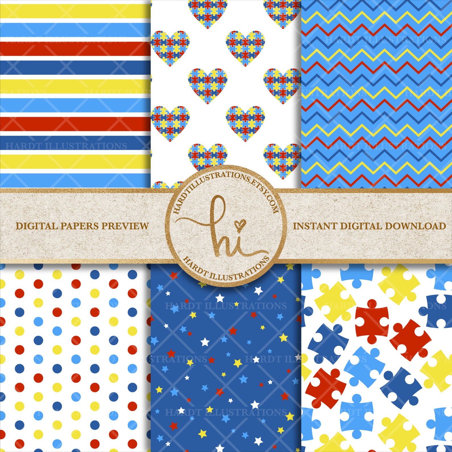 Autism Digital Paper Autism Awareness Day World Autism - Etsy