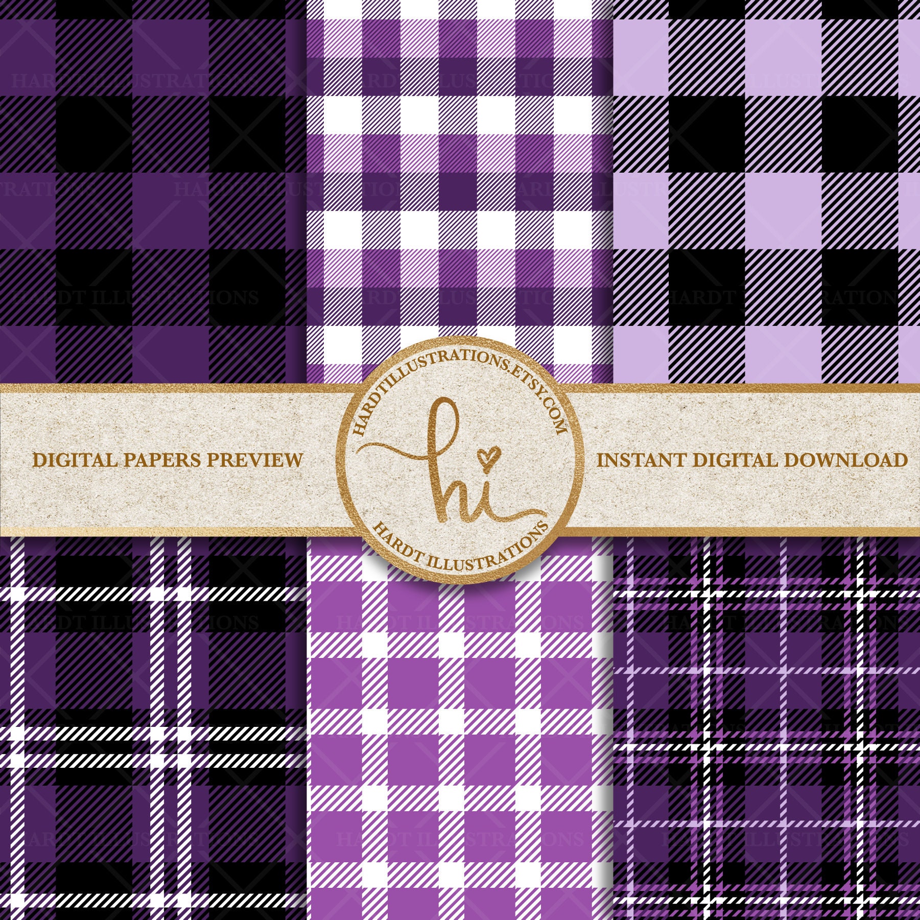 Purple Buffalo Plaid Digital Paper Buffalo Check Design - Etsy