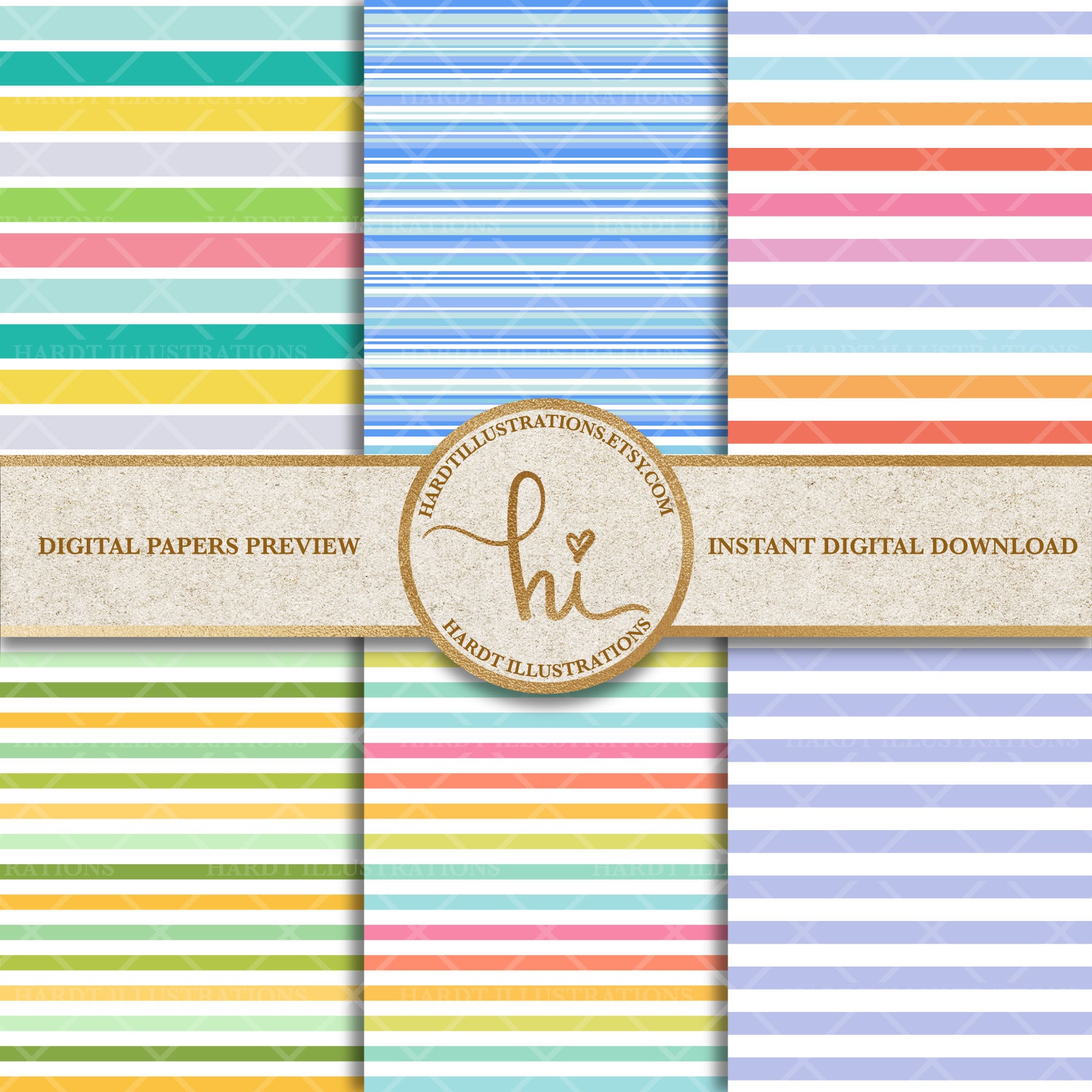 Pastel Stripe Digital Paper Rainbow Candy Stripes Design | Etsy