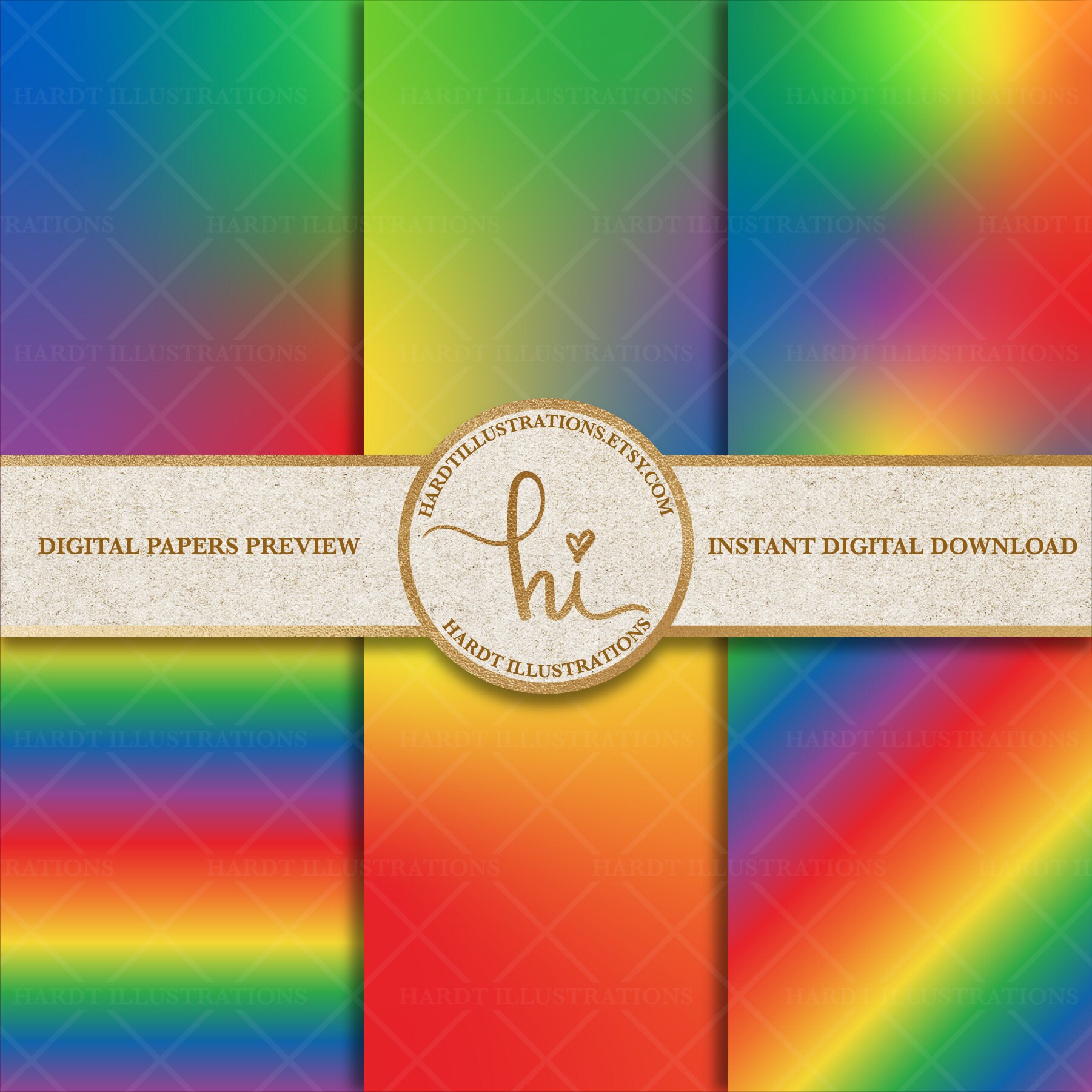 Rainbow Gradient Digital Paper Ombre Gradient Digital Paper | Etsy