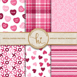 Blush Pink Candy Heart Digital Paper Valentine Digital Paper - Etsy