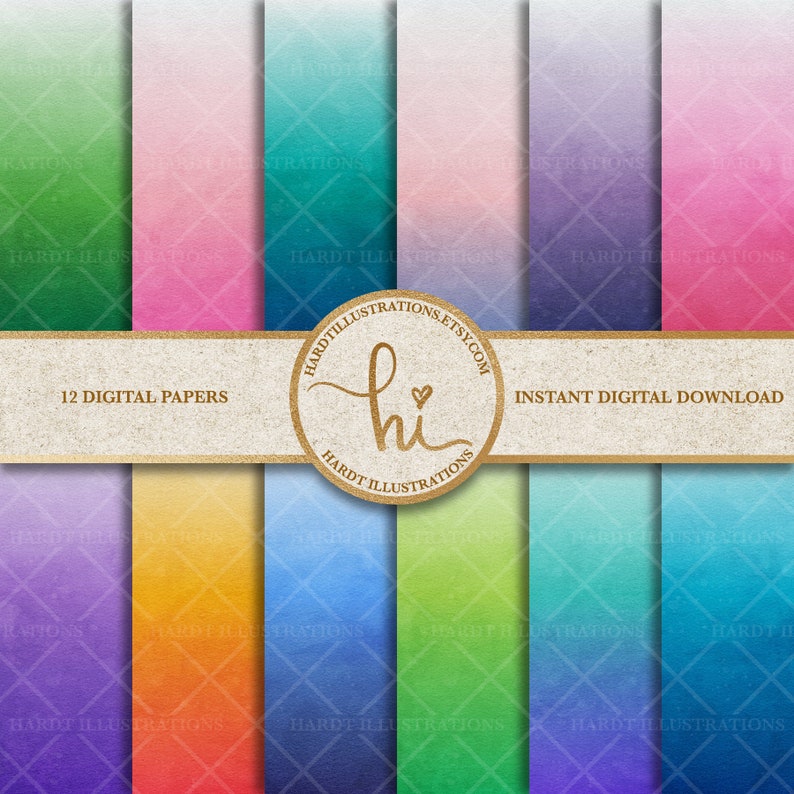Pastel Fade Ombre Watercolor Digital Paper Rainbow Watercolor - Etsy