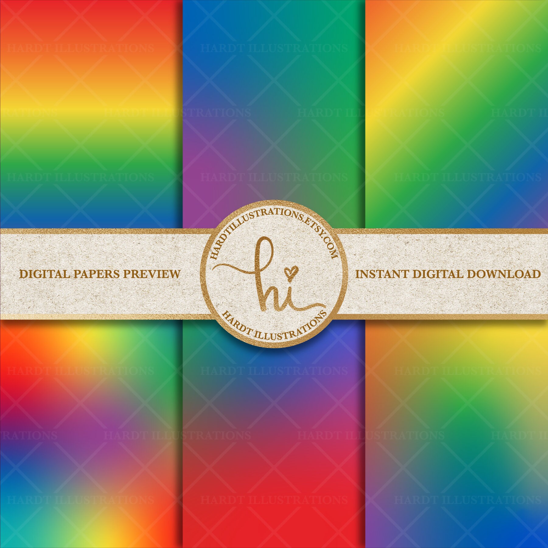 Rainbow Gradient Digital Paper Ombre Gradient Digital Paper | Etsy