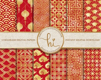 Chinese New Year Digital Paper, Lunar New Year Digital Paper, Asian ...