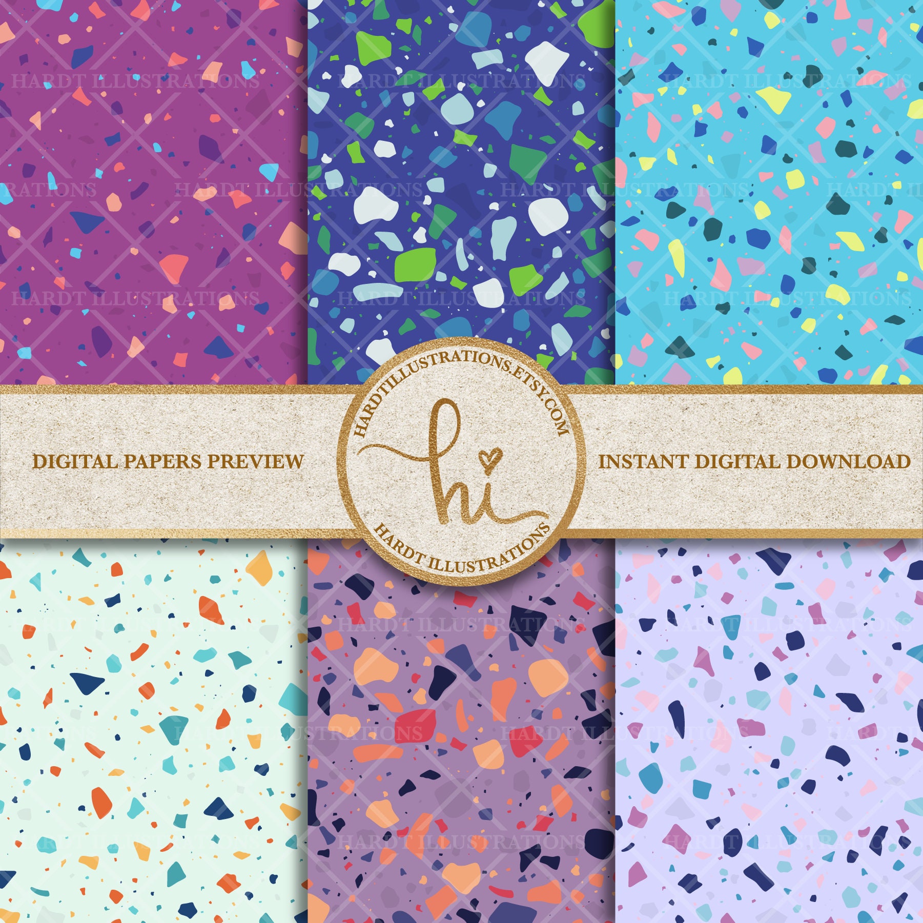 Bright Terrazzo Digital Paper Terrazzo Textures Terrazzo | Etsy