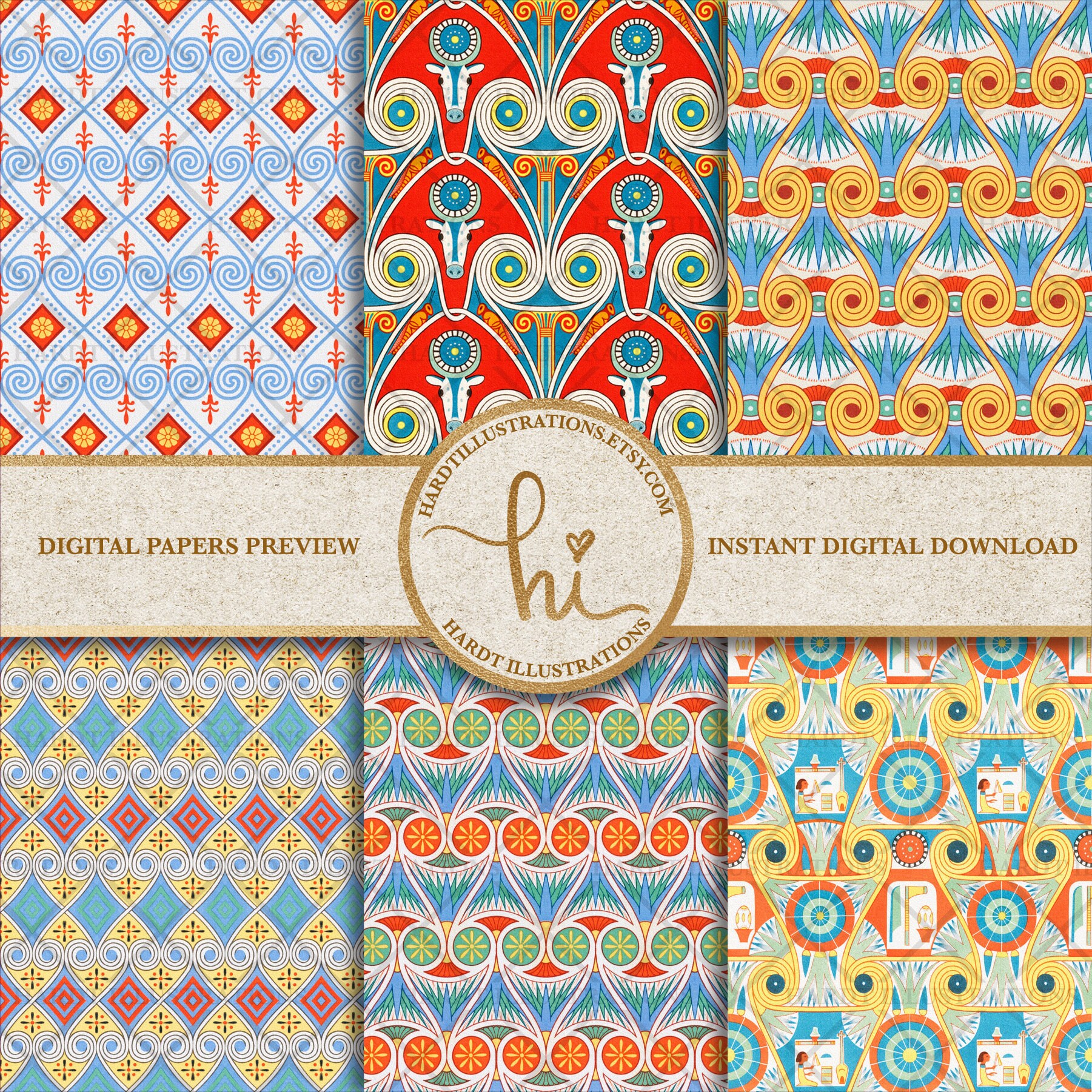 Ancient Egypt Digital Paper Set 2 Antique Egyptian Designs - Etsy