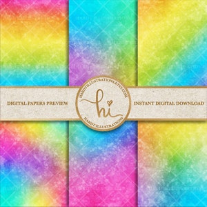 Bright Rainbow Watercolor Digital Paper, Ombre Gradient Digital Paper ...