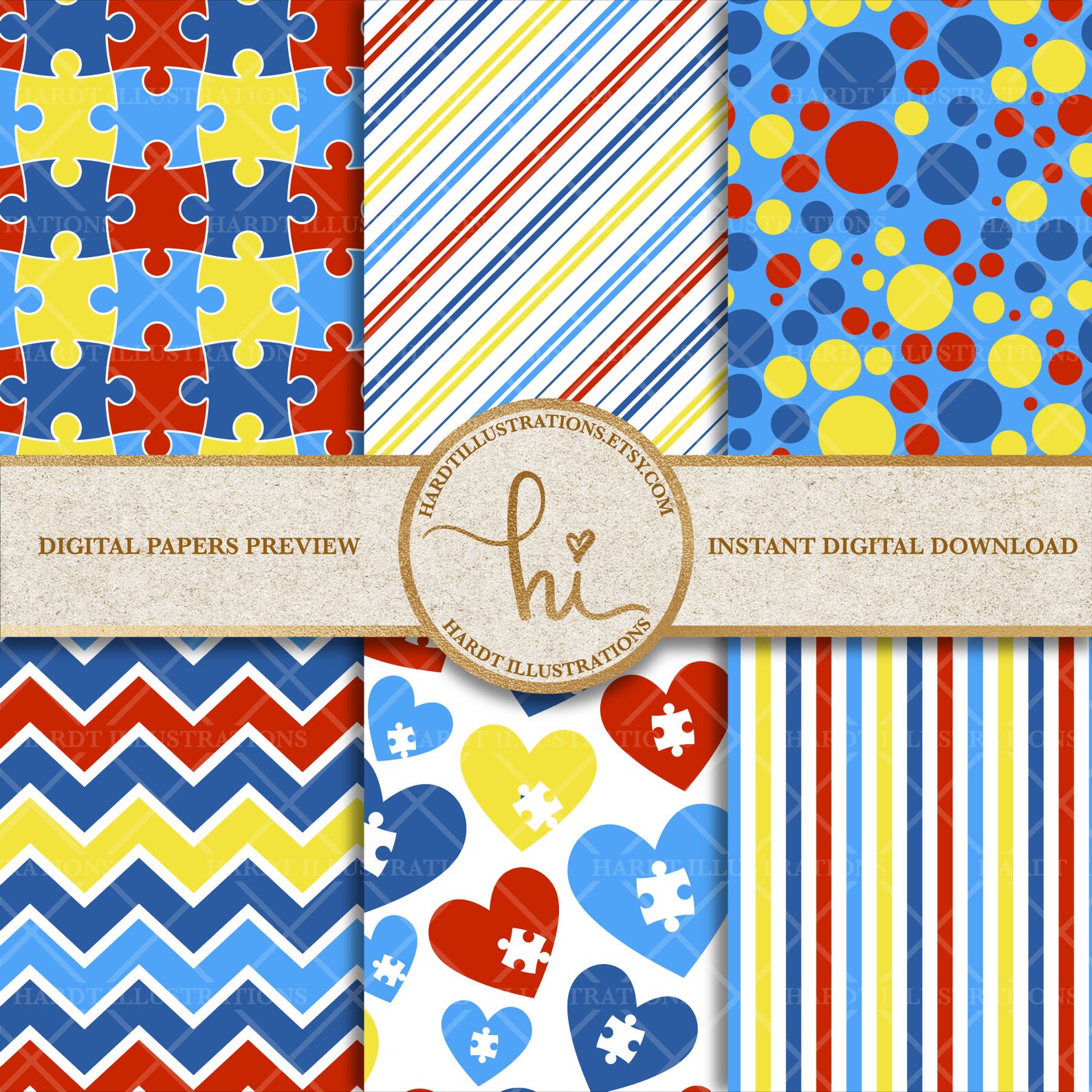 Autism Digital Paper Autism Awareness Day World Autism - Etsy