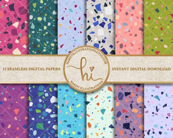 Terrazzo Digital Paper, Terrazzo Patterns for Wallpaper or Backgrounds ...