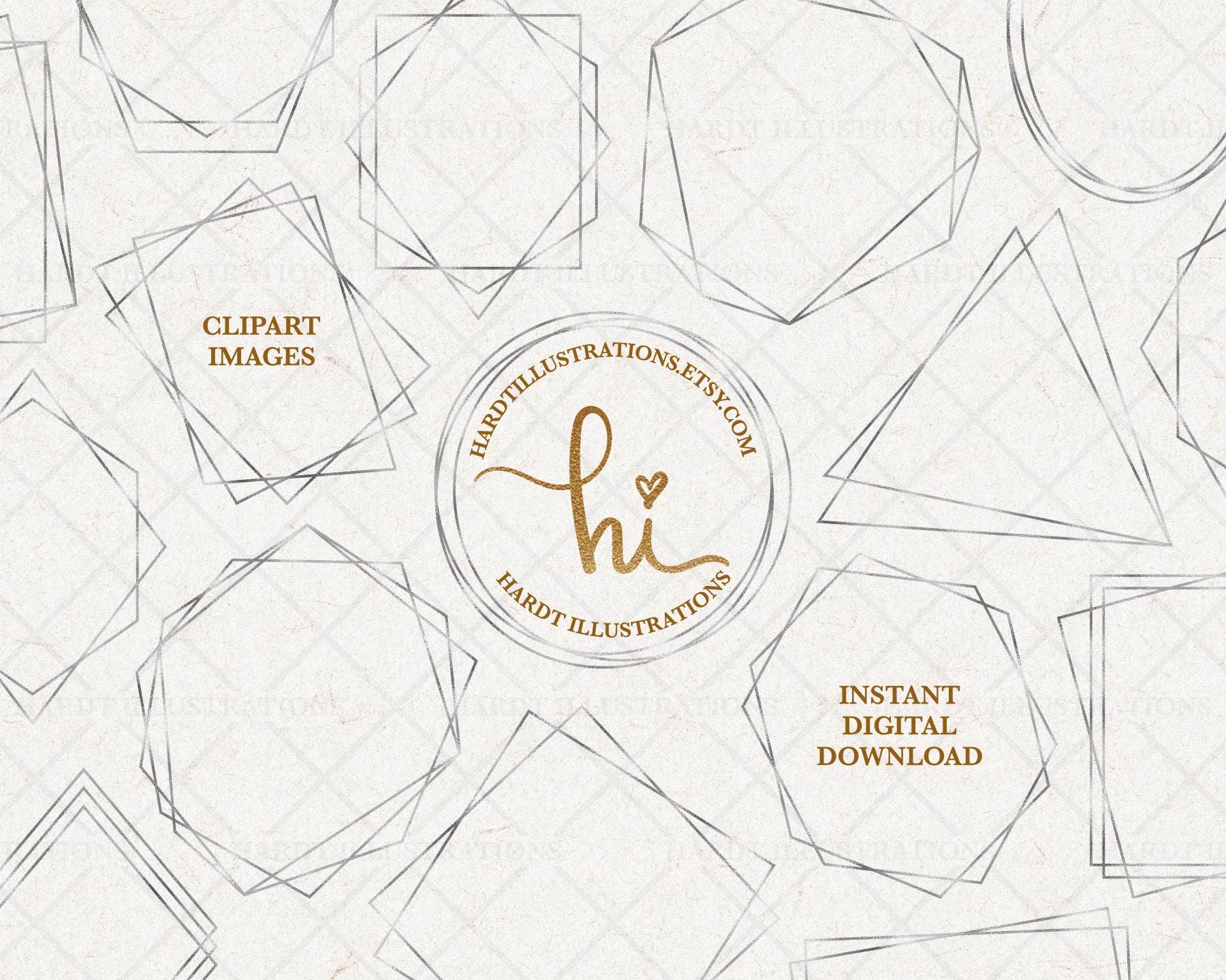 Silver Geometric Frame Clipart Polygonal Frames Clipart DIY | Etsy