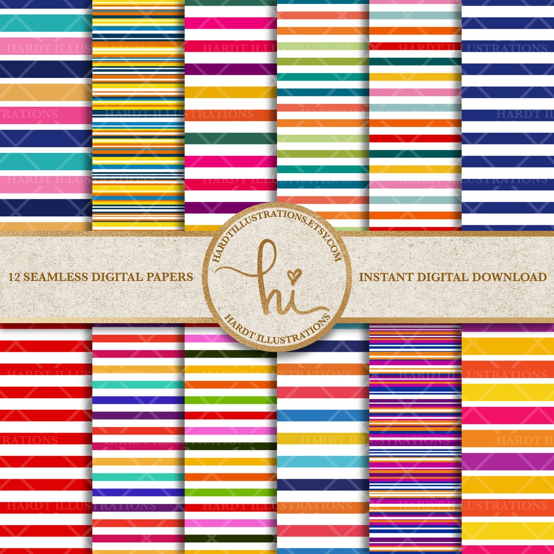 Summer Stripe Digital Paper, Bright Candy Stripes Design, Colorful ...