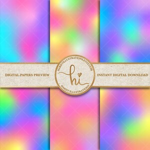 Neon Rainbow Gradient Digital Paper, Ombre Gradient Digital Paper, Cute ...