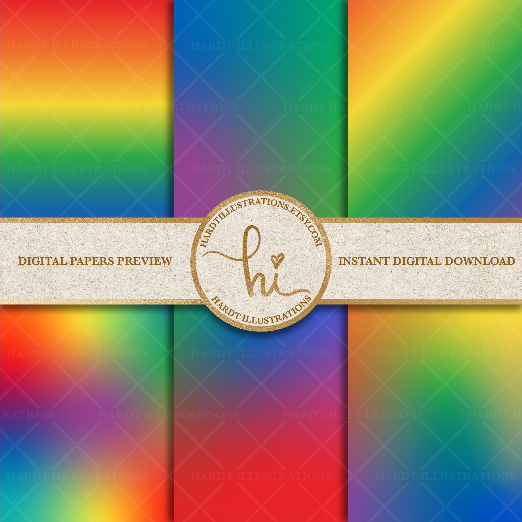 Rainbow Gradient Digital Paper Ombre Gradient Digital Paper | Etsy