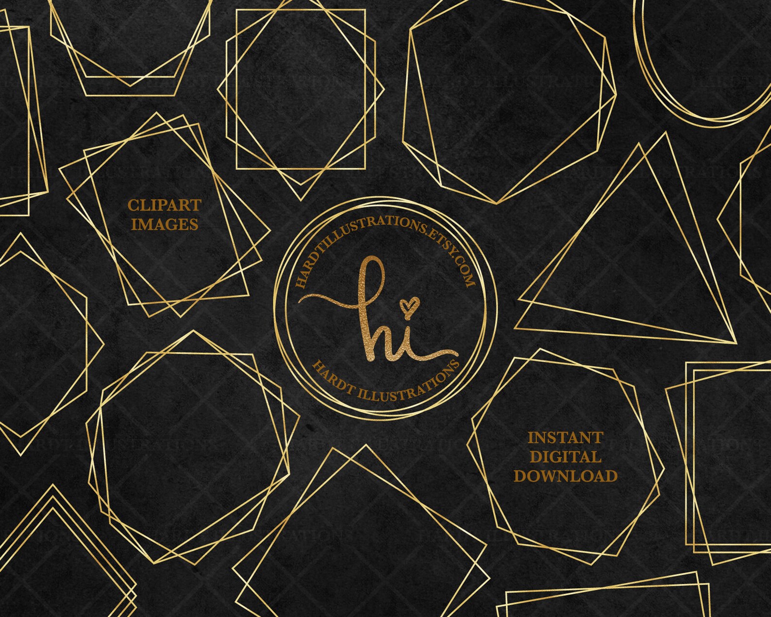 Gold Geometric Frame Clipart Polygonal Frames Clipart DIY - Etsy