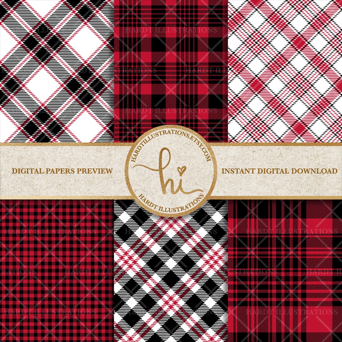 Red Plaid Digital Paper Valentine Checkered Plaid - Etsy
