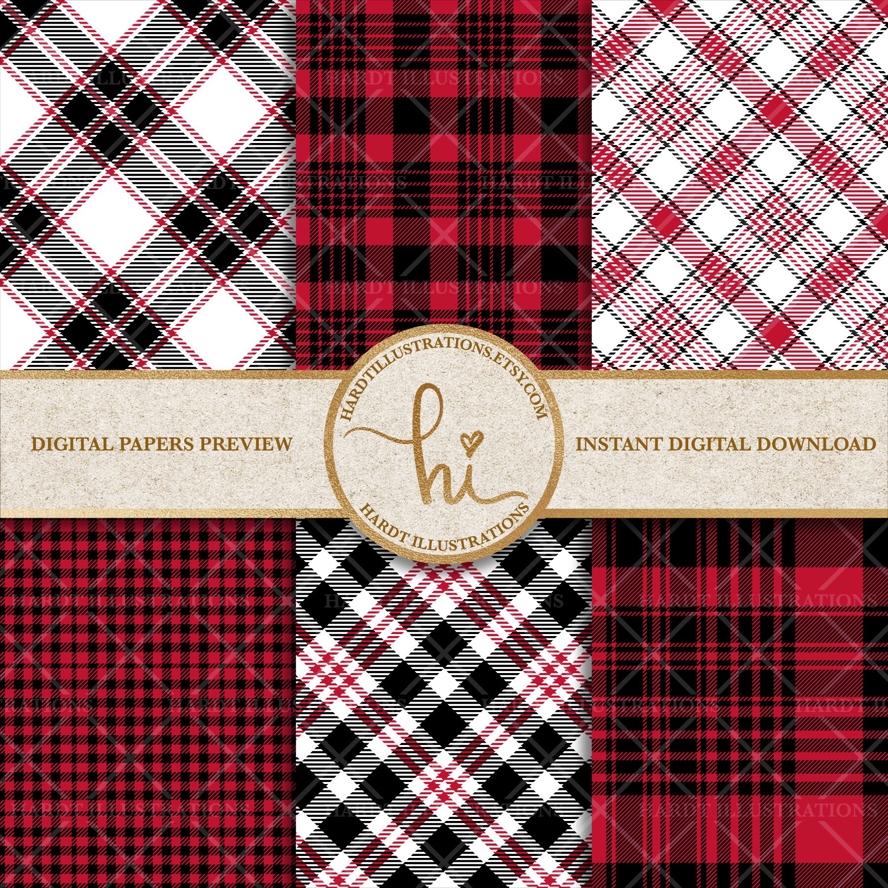 Red Plaid Digital Paper Valentine Checkered Plaid - Etsy