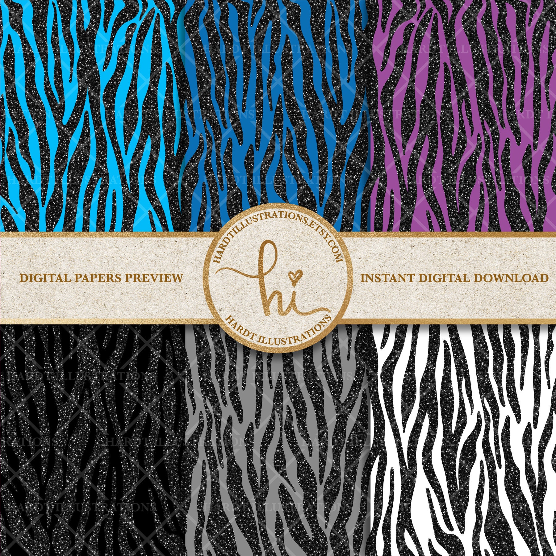 Glitter Zebra Stripes Digital Paper Funky Animal Print | Etsy