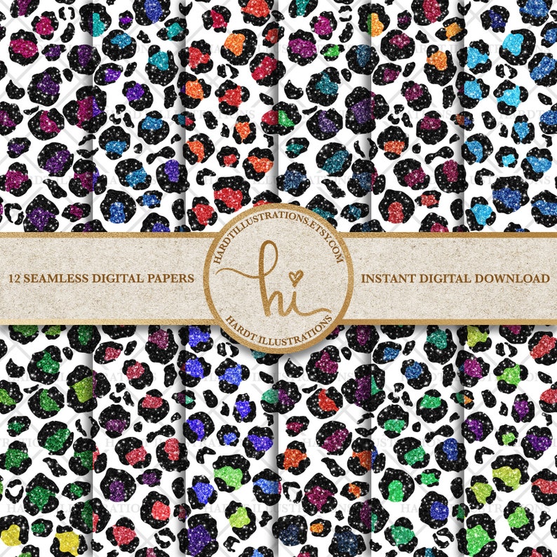 Glitter Leopard Print Digital Paper Rainbow Leopard Print - Etsy