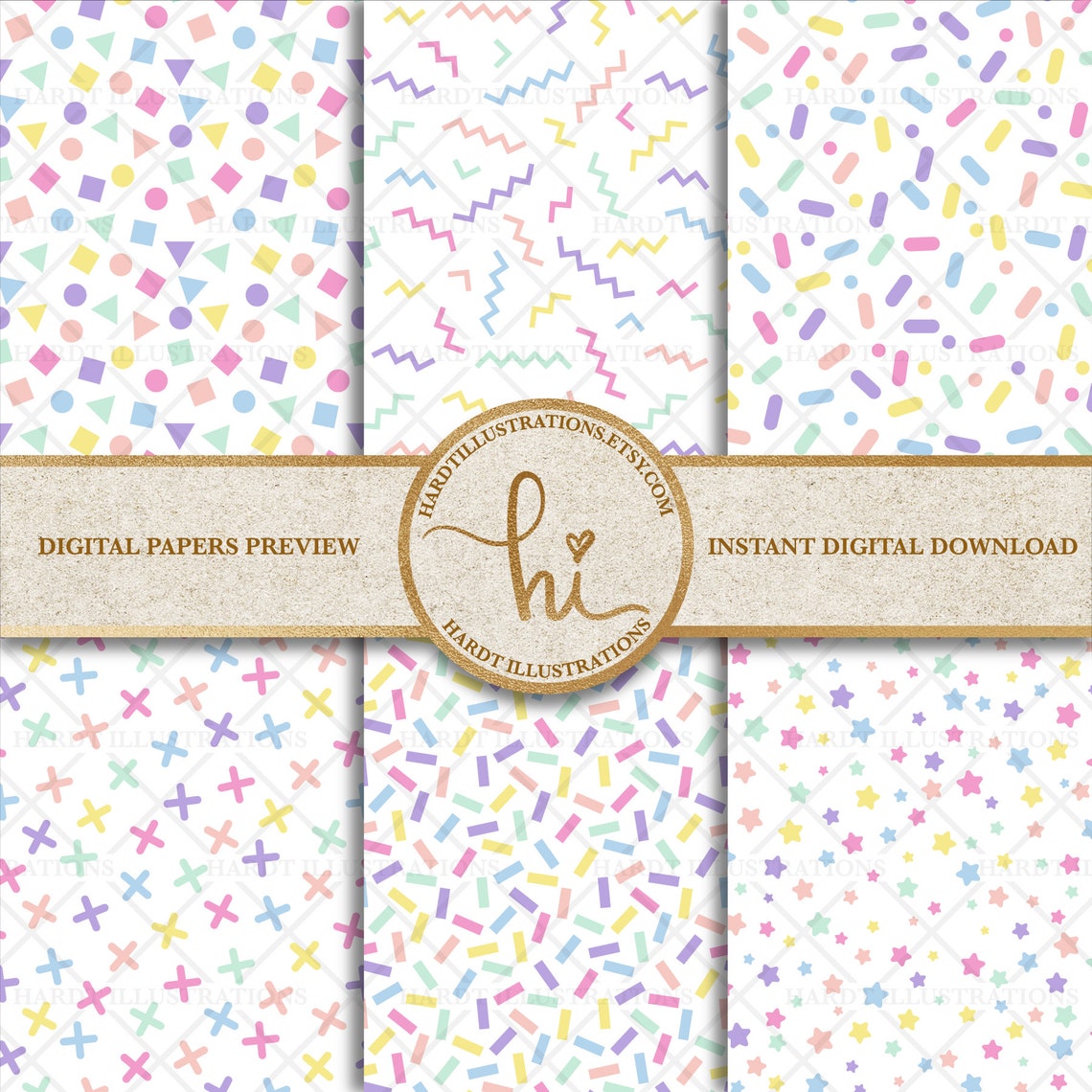Pastel Rainbow Confetti Digital Paper Confetti Background - Etsy