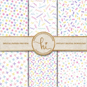 Pastel Rainbow Confetti Digital Paper, Confetti Background, Birthday ...
