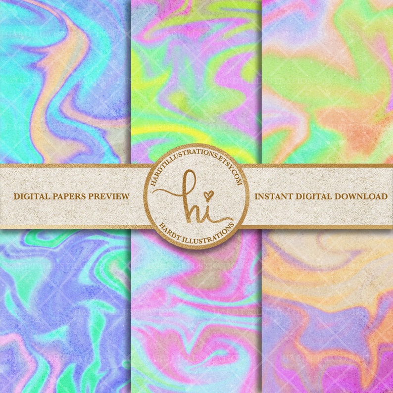 Tropical Rainbow Swirls Watercolor Digital Paper Abstract - Etsy