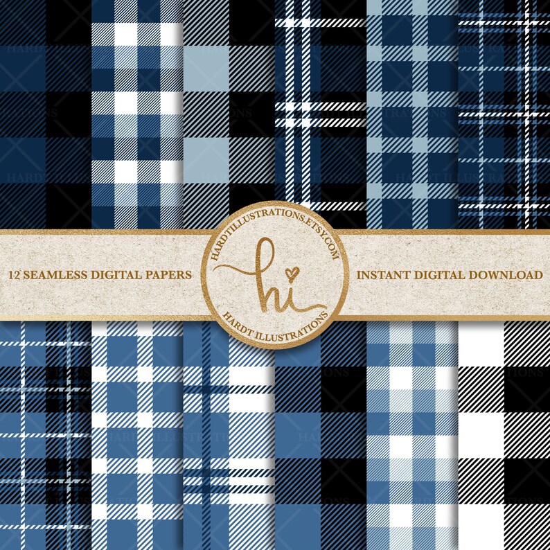 Blue Buffalo Plaid Digital Paper Winter Plaid Paper Buffalo - Etsy