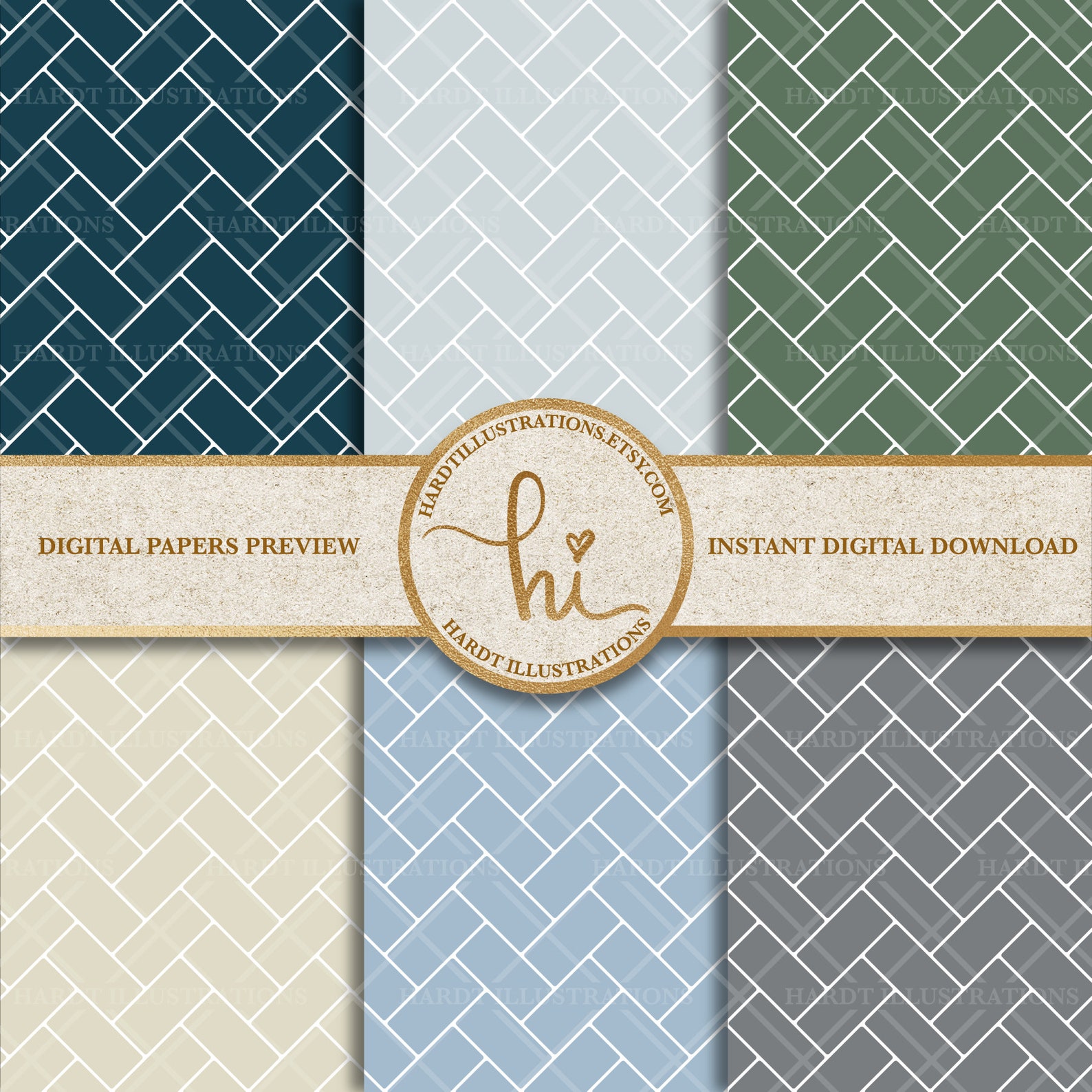 Subway Tile Digital Paper Herringbone Tiles Chevron Subway | Etsy