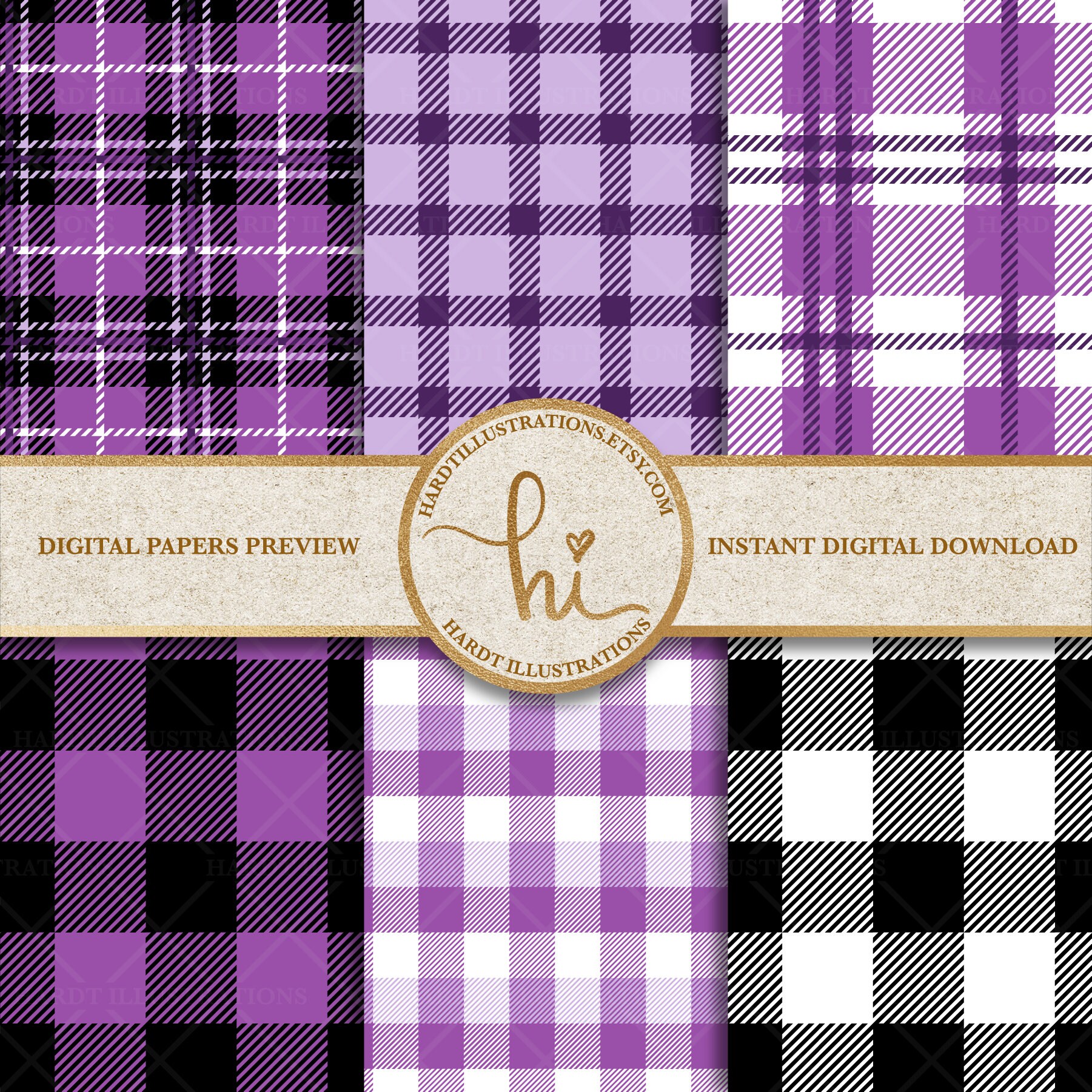 Purple Buffalo Plaid Digital Paper Buffalo Check Design | Etsy
