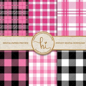 Pink Buffalo Plaid Digital Paper, Buffalo Check Design, Valentine's Day ...