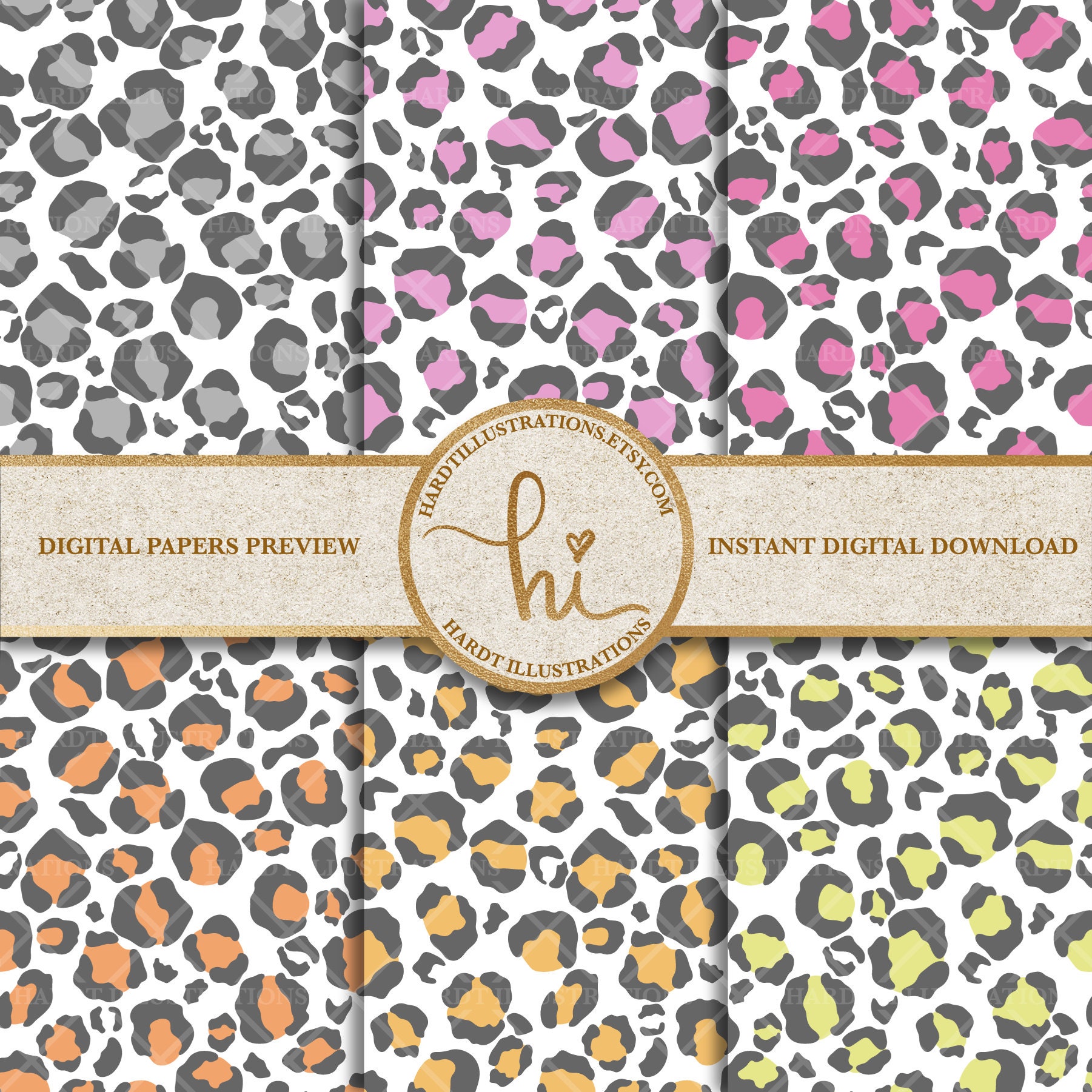Leopard Print Digital Paper Pastel Rainbow Spots Tropical - Etsy