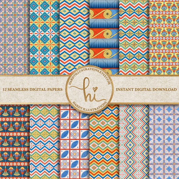 Ancient Egypt Digital Paper Set 4 Antique Egyptian Designs | Etsy