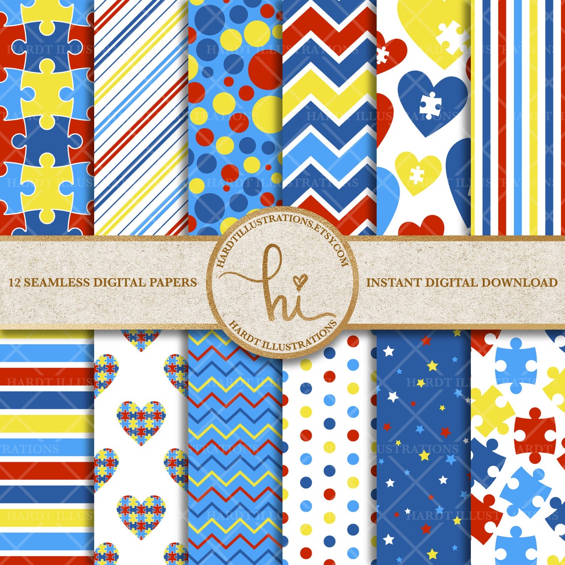 Autism Digital Paper Autism Awareness Day World Autism - Etsy