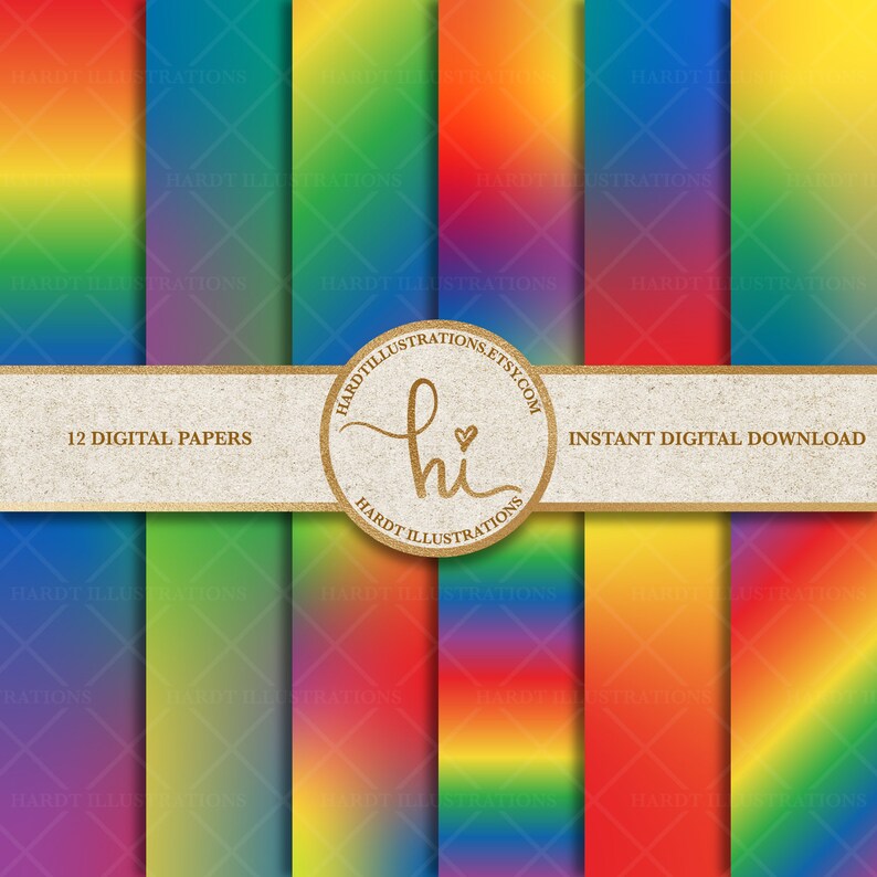 Rainbow Gradient Digital Paper Ombre Gradient Digital Paper | Etsy