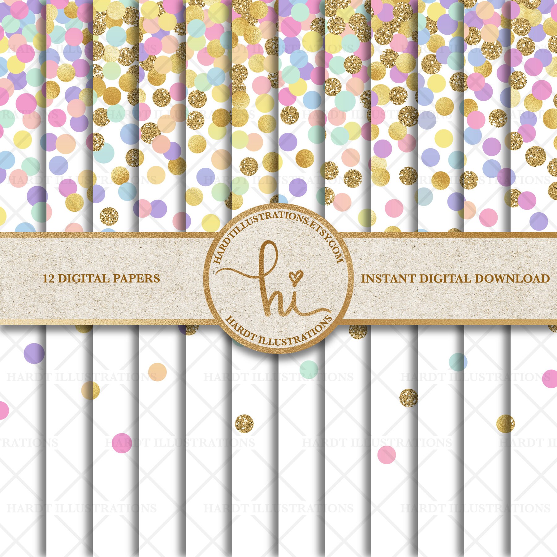 Pastel Rainbow Confetti Digital Paper Falling Confetti | Etsy